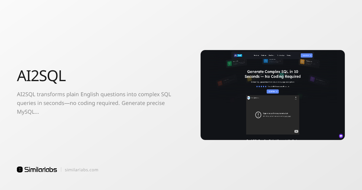 AI2SQL - AI-powered SQL query generator requiring no coding skills ...
