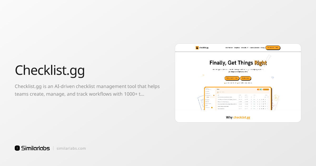 Checklist.gg - AI-powered checklist and workflow automation | SimilarLabs