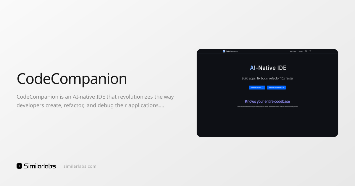 CodeCompanion - Build and fix code like never before | SimilarLabs