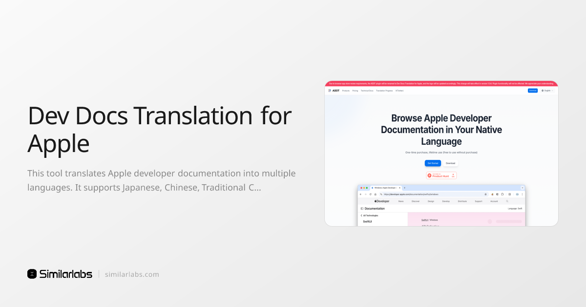 Dev Docs Translation for Apple - Translate Apple dev docs | SimilarLabs