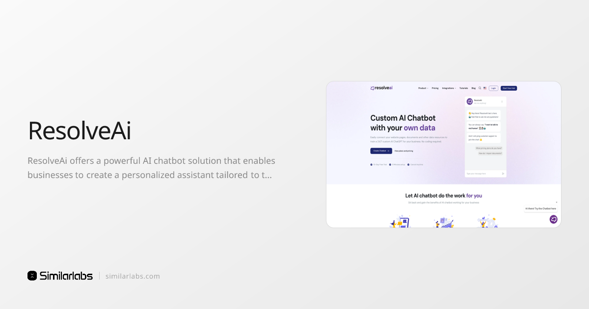 ResolveAi - Your custom AI assistant for 24/7 support | SimilarLabs