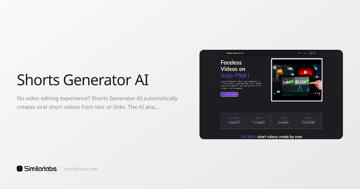 Shorts Generator AI - AI-powered viral short video creation from text ...