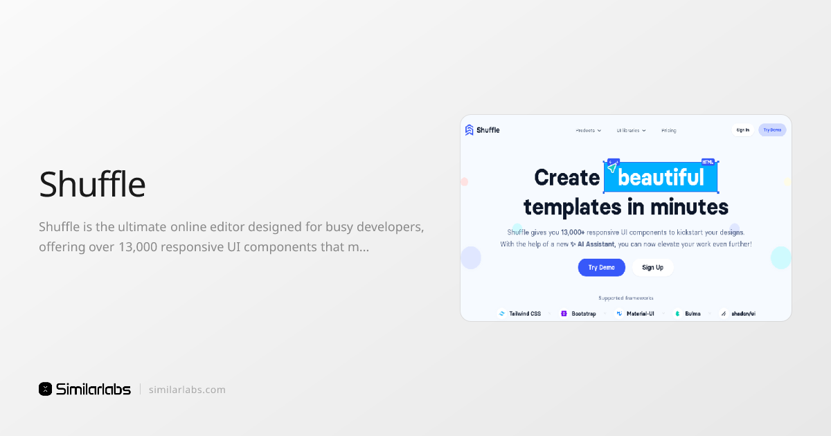 Shuffle - Effortlessly create stunning templates | SimilarLabs