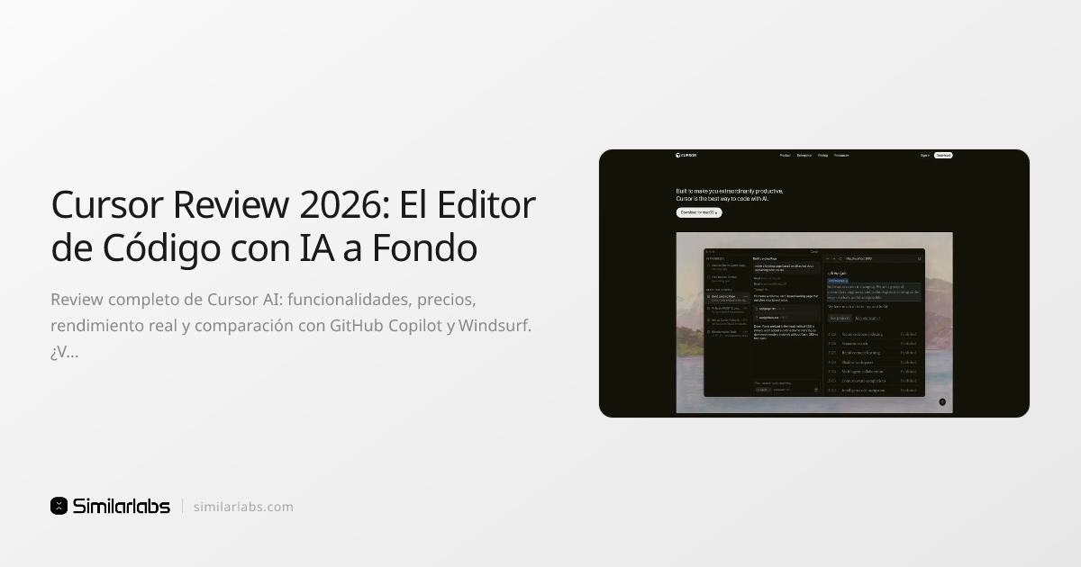 Cursor Review 2026: El Editor de Código con IA a Fondo | SimilarLabs