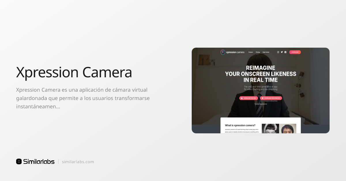 Xpression Camera - Transforma tu apariencia en un clic | SimilarLabs