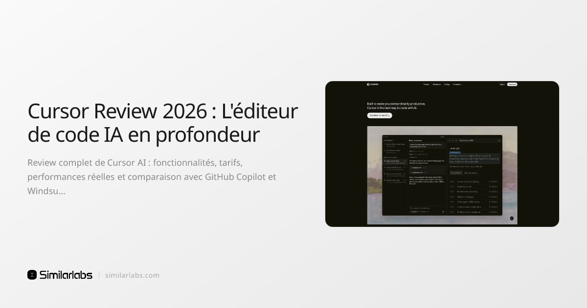 Cursor Review 2026 : L'éditeur de code IA en profondeur | SimilarLabs